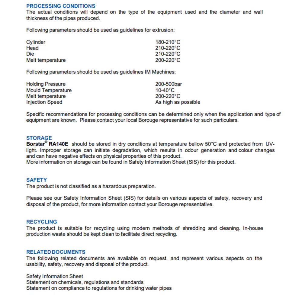 PPRC RA140E Polypropylene | Borstar® for Pipes & Fittings – Polymer in ...