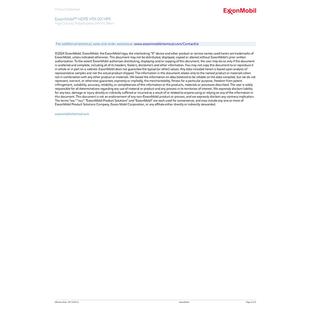 ExxonMobil HDPE HTA001HP5 Resin for High-Performance Uses | Polymer in ...