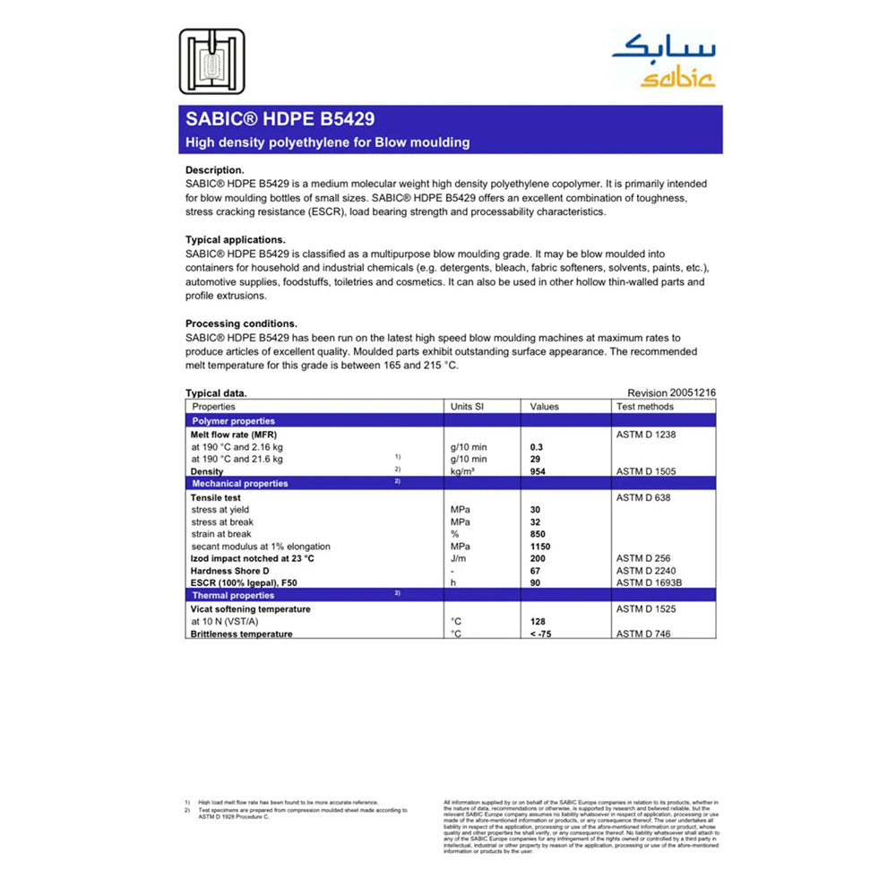 SABIC B5429 (HDPE Blow) | Polymer In Stock – Polymer in Stock