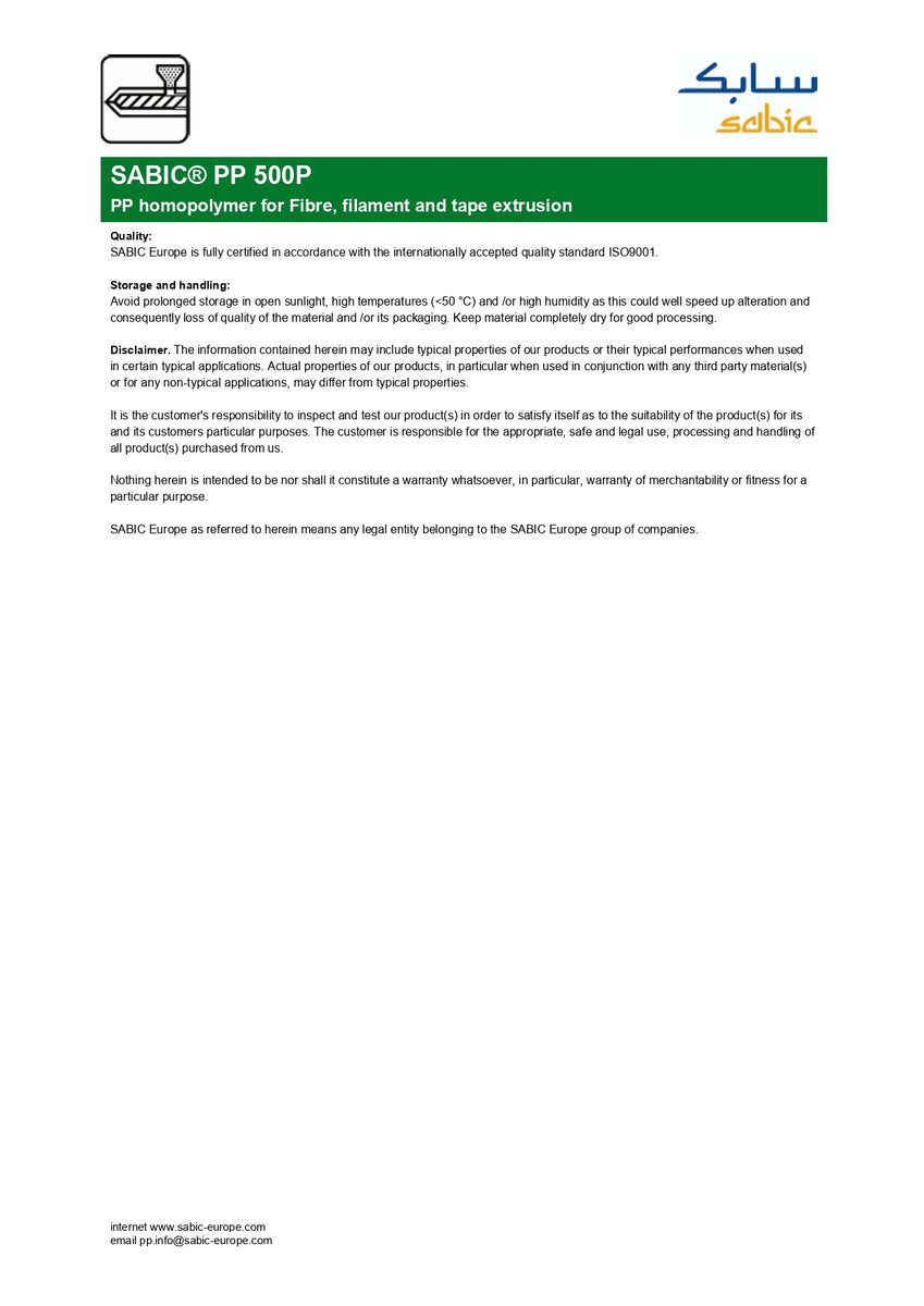 Sabic 500P Polypropylene Resin for Packaging & Molding | SABIC ...